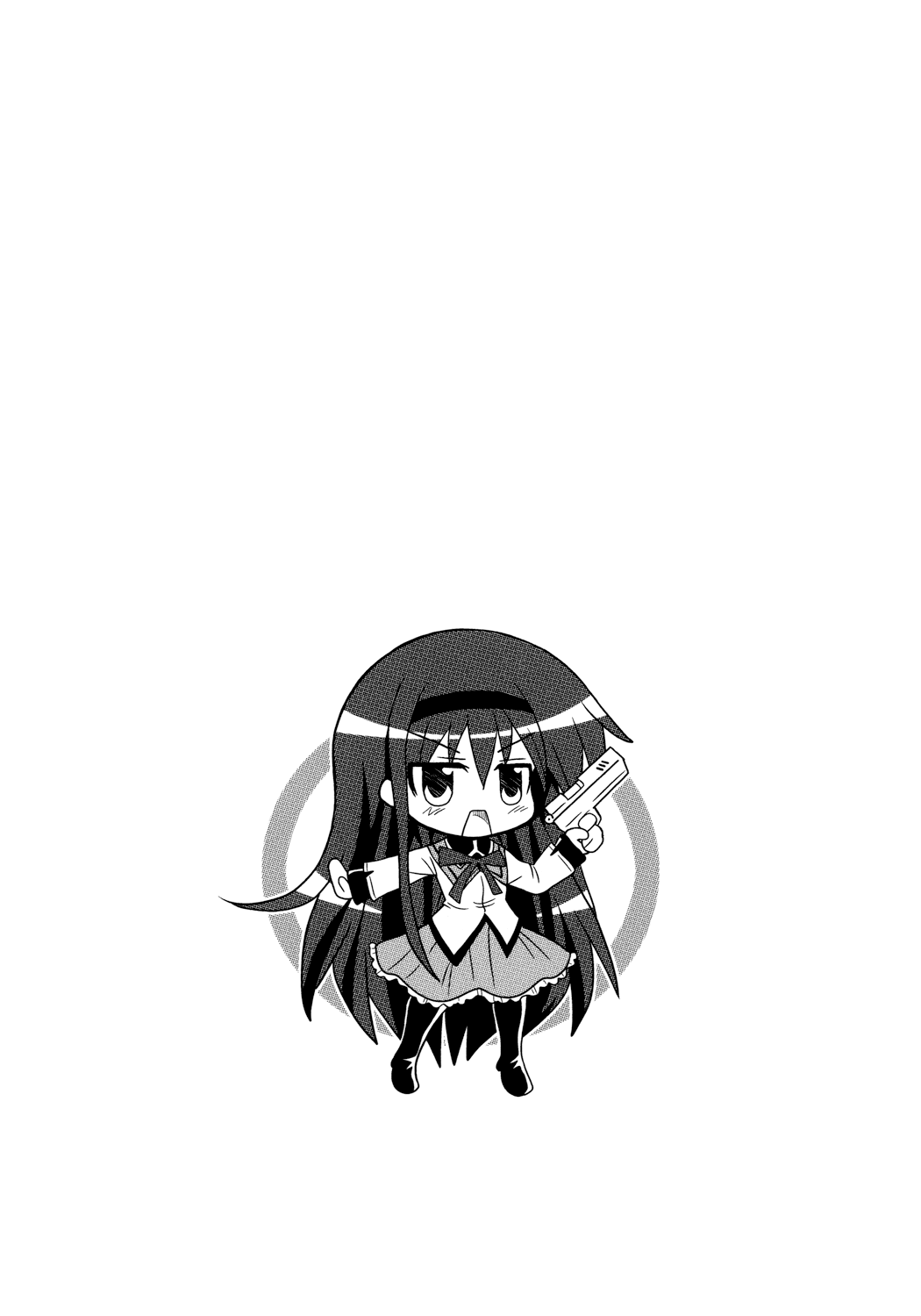Safebooru - black legwear chibi colonel aki doujinshi gun hairband ...