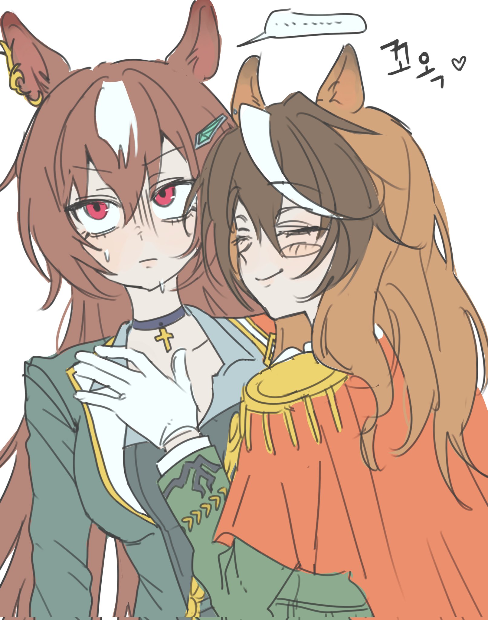 Safebooru - ... 2girls 7715umamu animal ears bags under eyes black ...