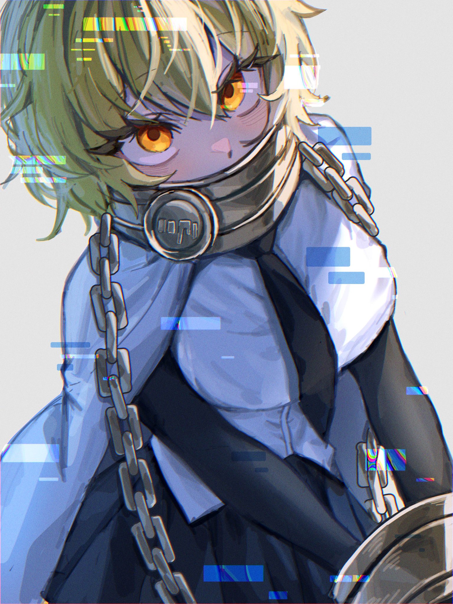 Safebooru - 1girl black necktie black skirt blonde hair cape chain ...