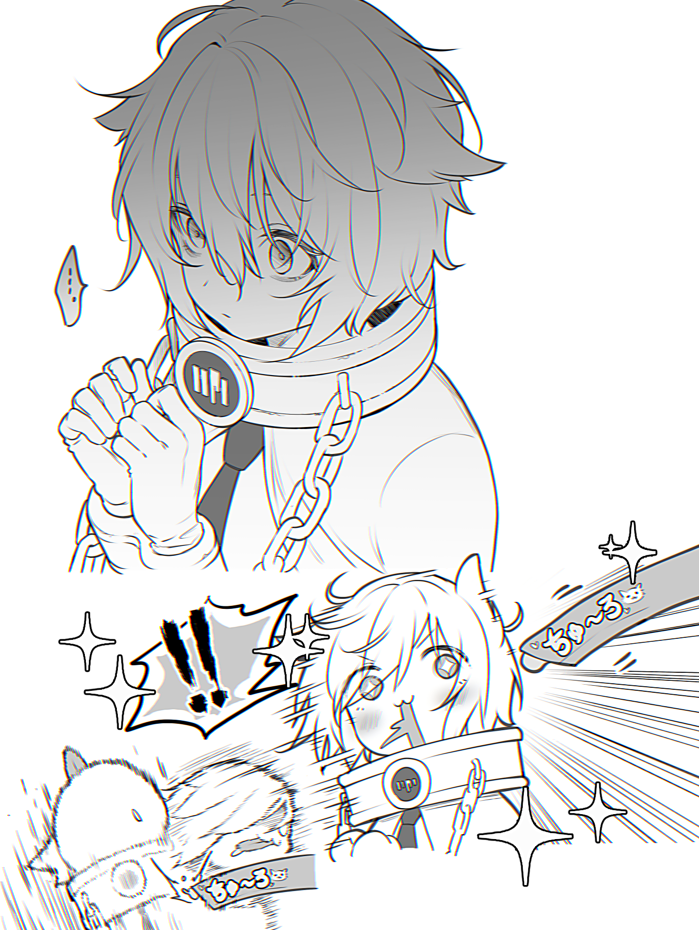 Safebooru - ! !! + + ... 1girl cape chain collar cuffs cuffs-to-collar ...