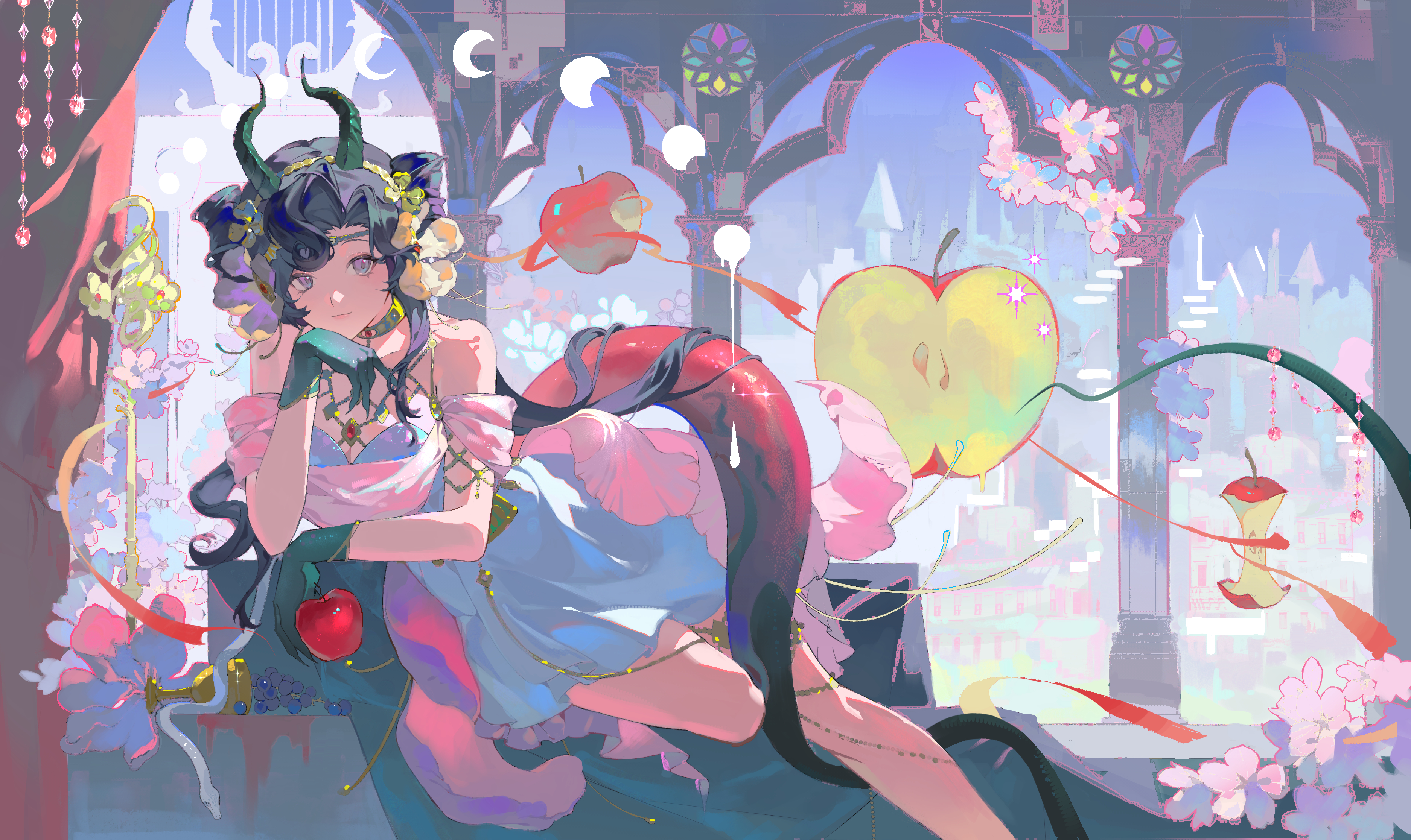 Safebooru - 1girl absurdres anjo nala anjo nala (forbidden fruit) apple ...