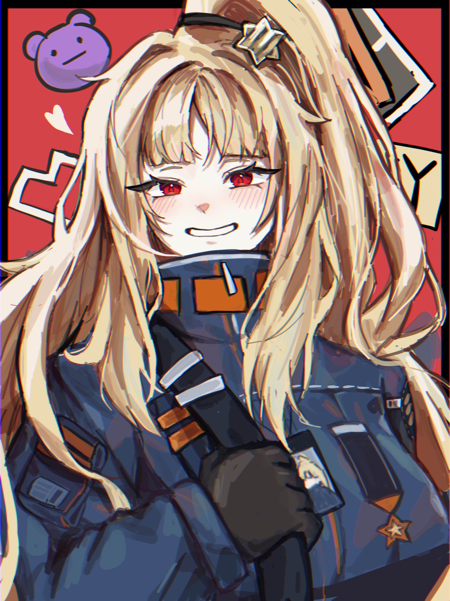 Safebooru - 1girl black gloves black jacket blonde hair blush ...