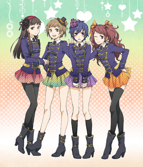 Safebooru - 4girls amagi yukiko artist request auburn hair black hair black legwear blue hair ...