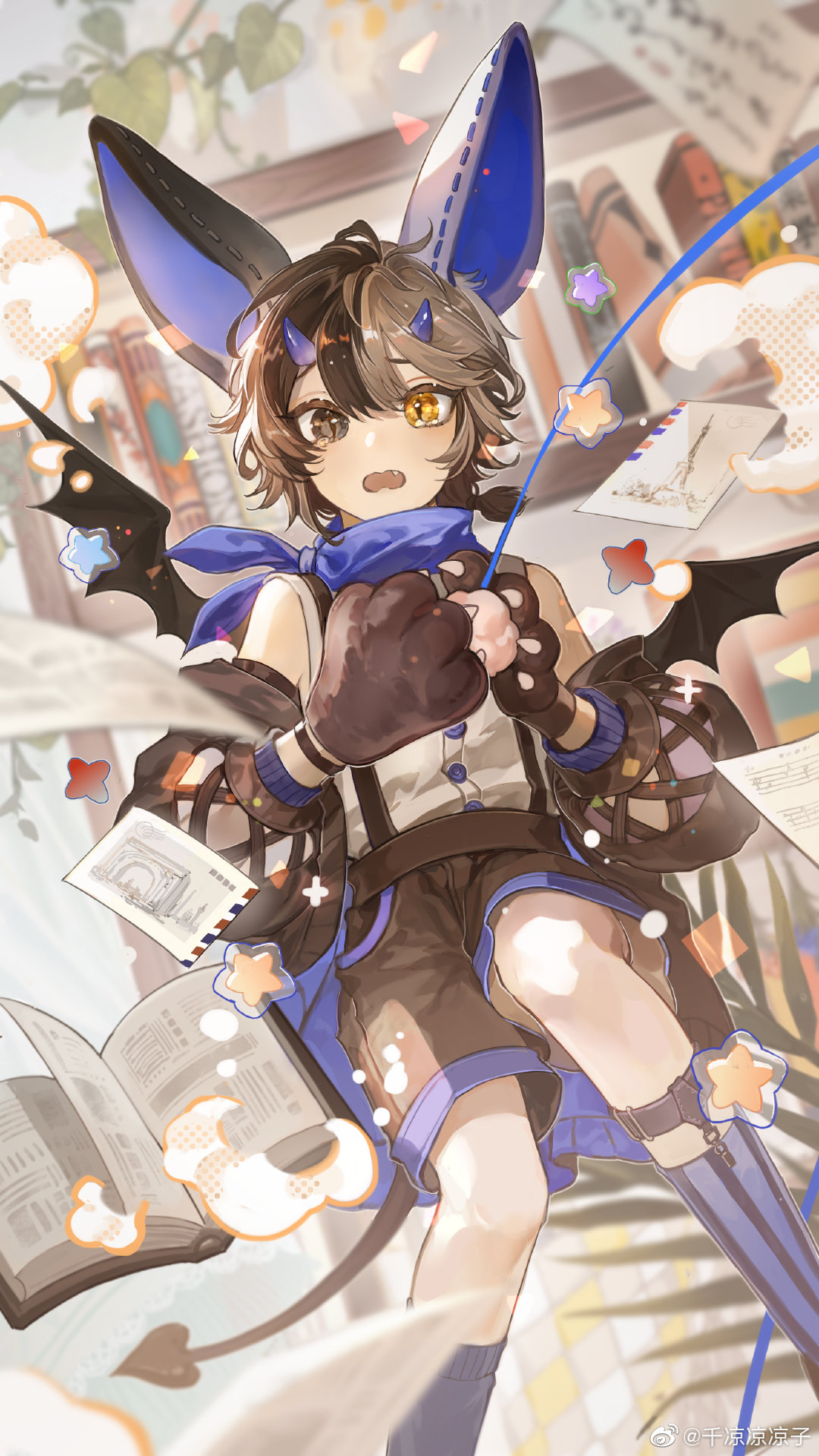 Safebooru - 1boy animal ears animal hands arm strap asymmetrical ...