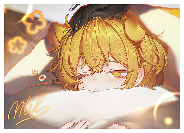 Safebooru - 1boy alfnfmd animal ears blonde hair border closed mouth ...