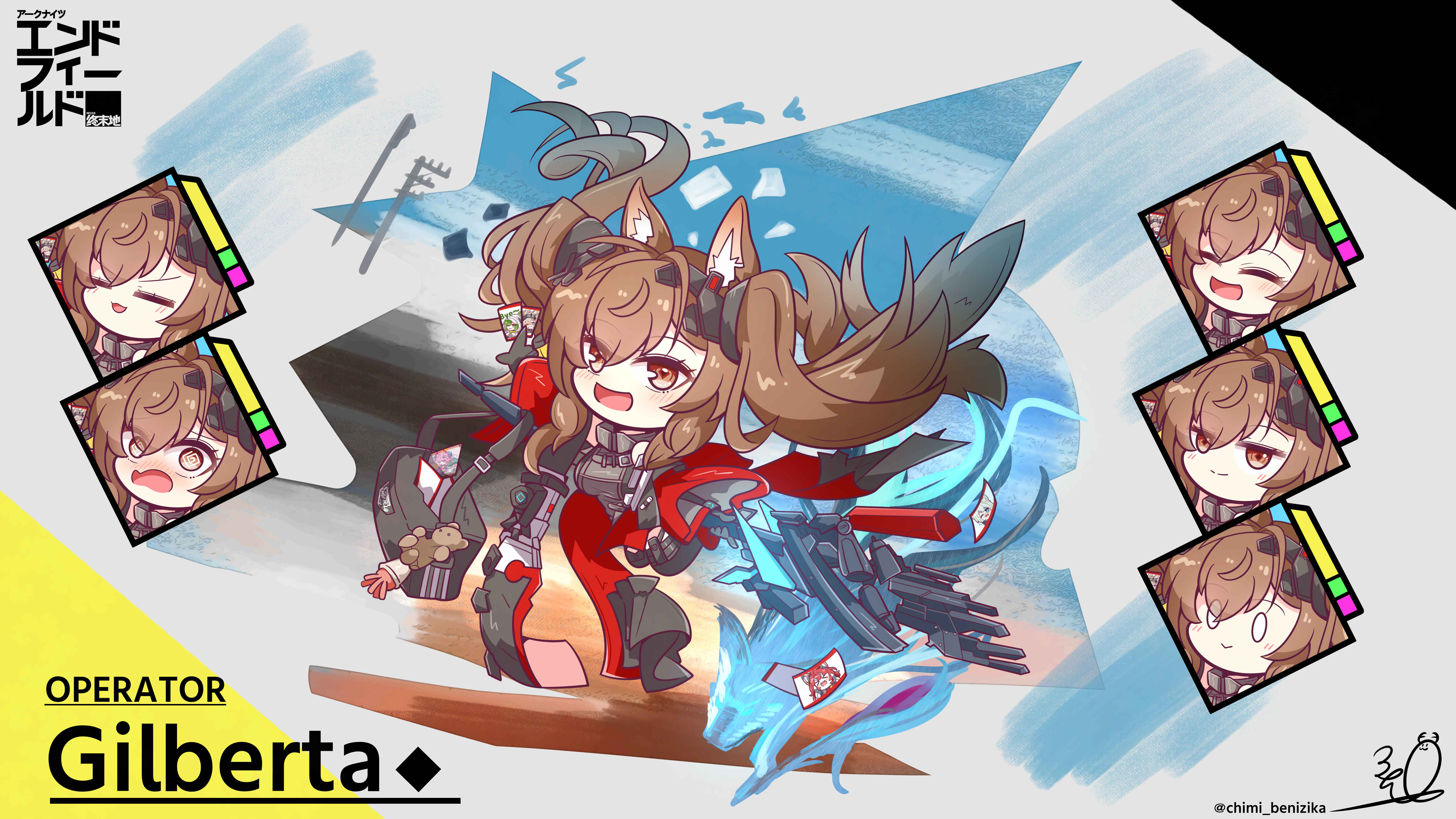 Safebooru - 1girl :> :d = = absurdres akekuri (arknights) angelina ...