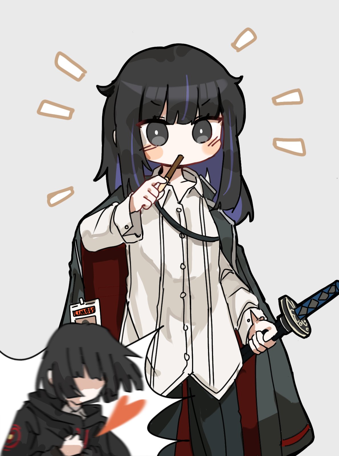 Safebooru - 2girls araya (project moon) black hair black jacket black ...