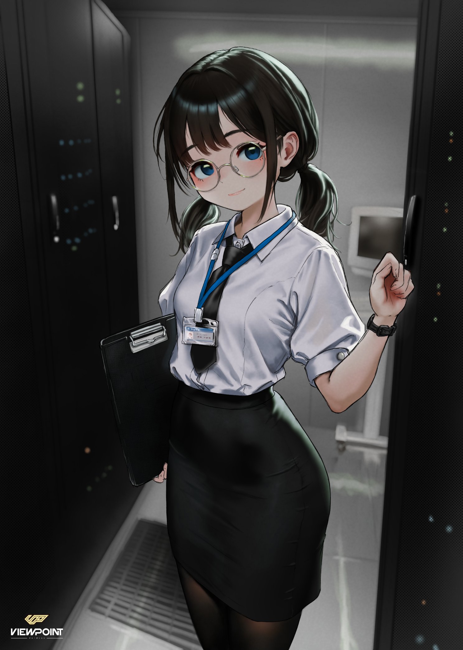 Safebooru - 1girl artist logo artist name black hair black necktie ...