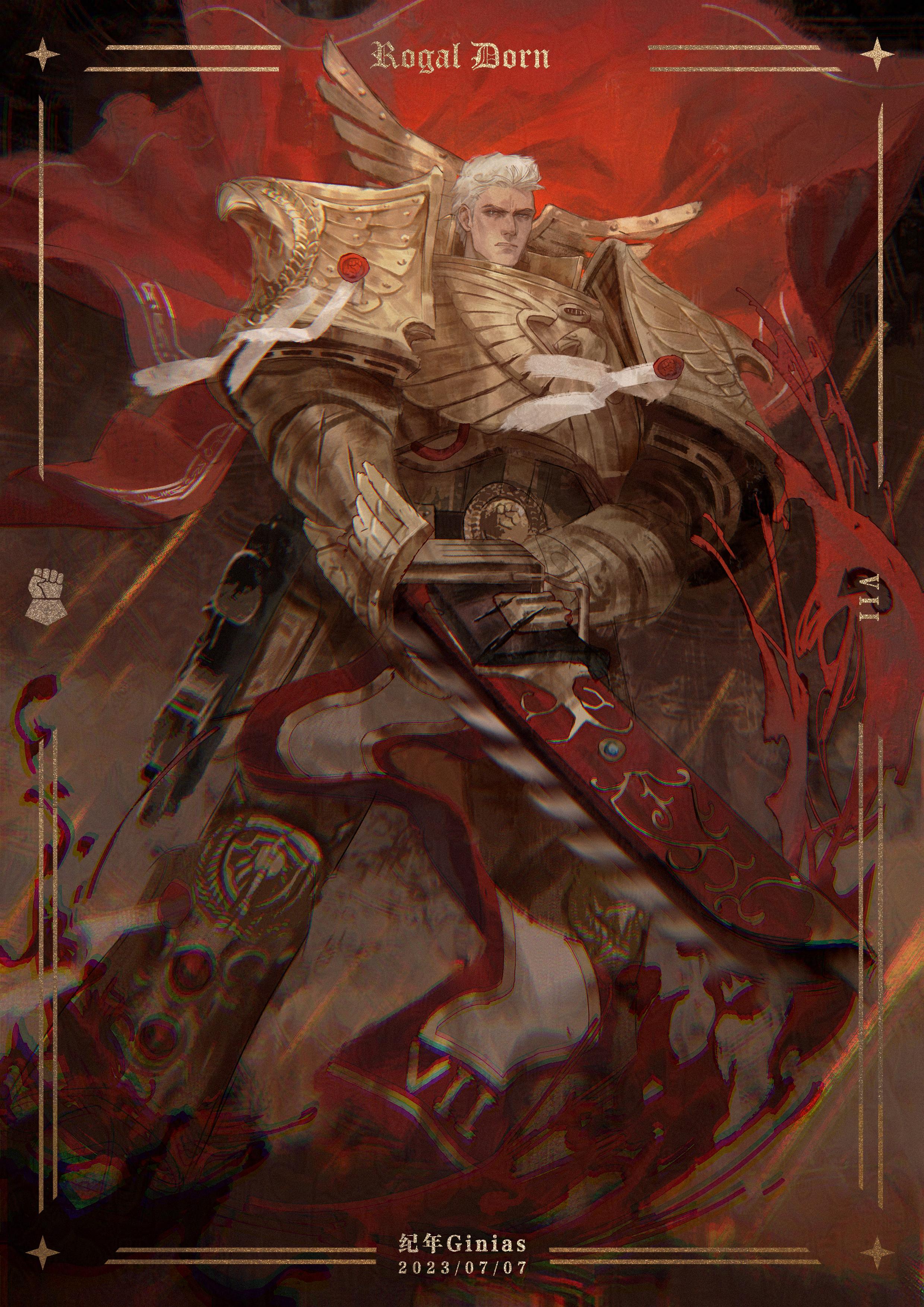 Safebooru - 1boy absurdres armor artist name blood blurry bolter ...