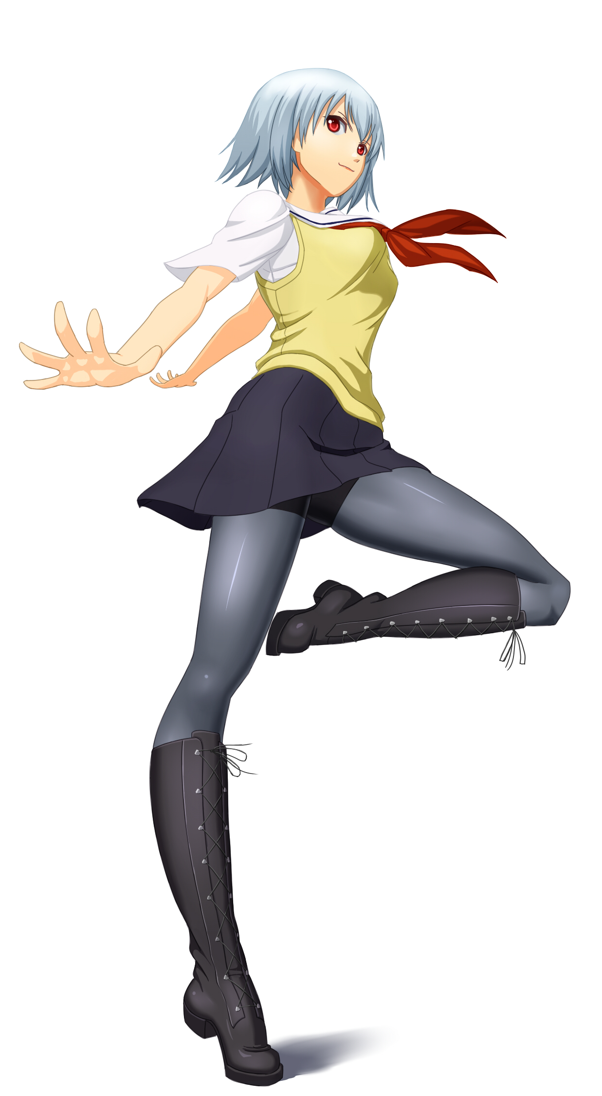 Safebooru 1girl Blue Hair Boots Cross Laced Footwear Highres Knee 6538