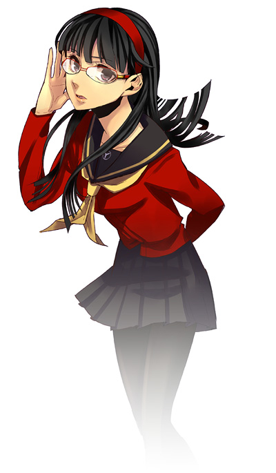 Safebooru Amagi Yukiko Black Eyes Black Hair Breasts Cardigan Glasses 1489