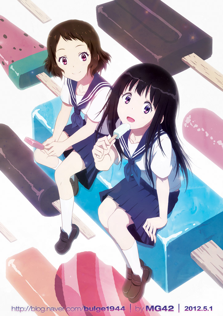 Safebooru - artist name black hair brown hair bulge1944 chitanda eru dated hyouka ibara mayaka ...