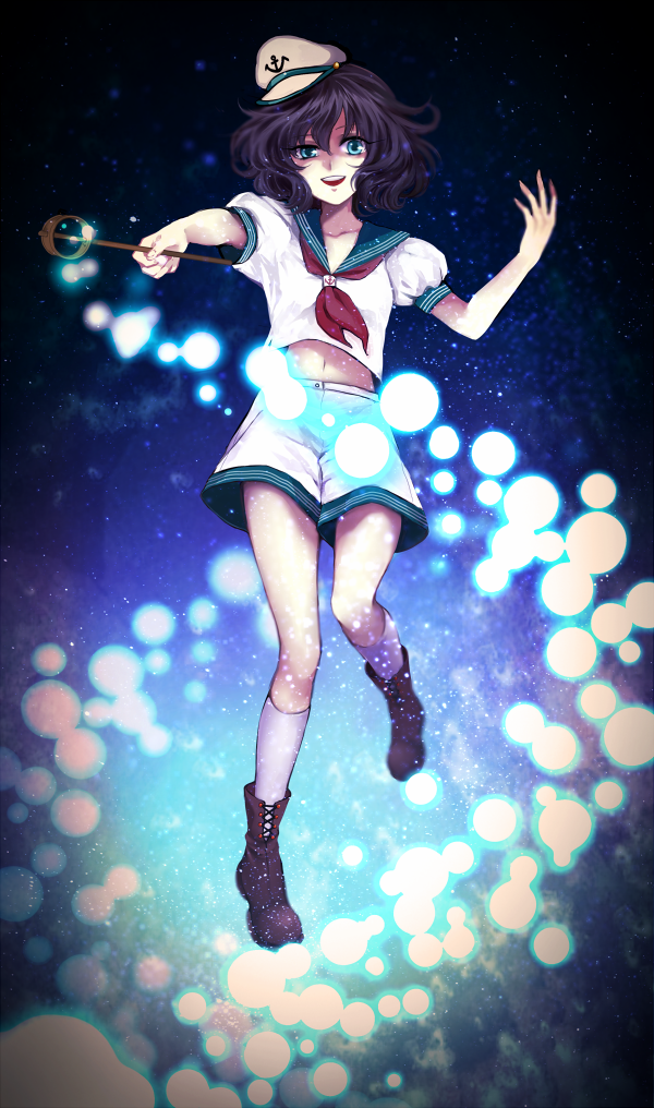 Safebooru - anchor bad id black hair boots full body green eyes hat hishaku ladle murasa ...