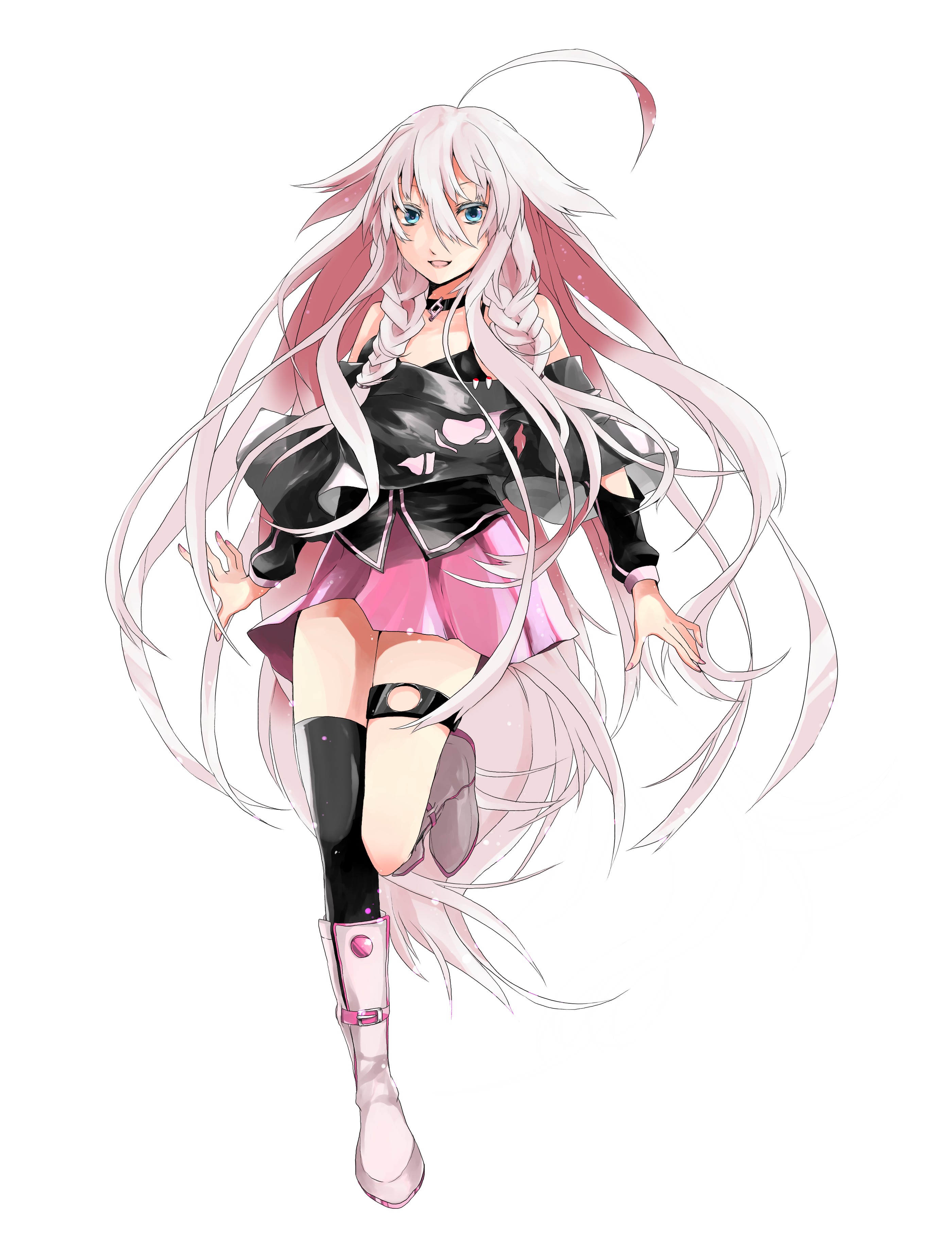Safebooru - absurdres ahoge bare shoulders blue eyes boots braid highres ia (vocaloid) long hair ...