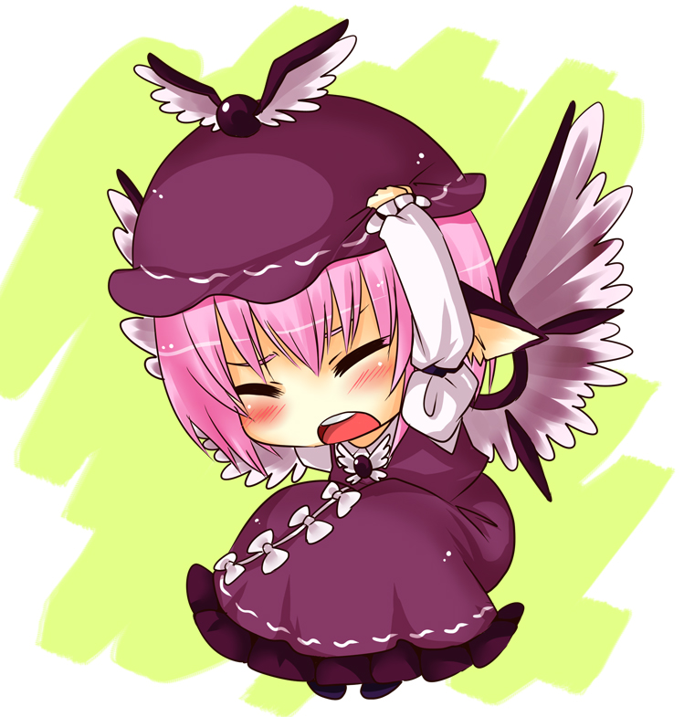 Safebooru - blush chibi closed eyes cowering duck kapuchii mystia ...