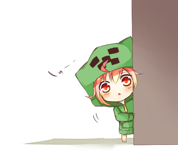 Safebooru - around corner blush chibi creeparka creeper hoodie looking ...