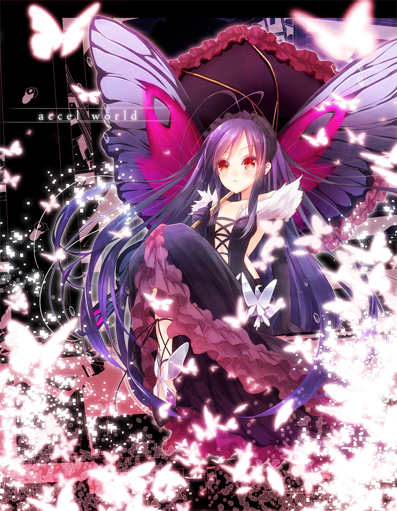 Safebooru 218 Accel World Antenna Hair Bare Shoulders Black Hair 6372