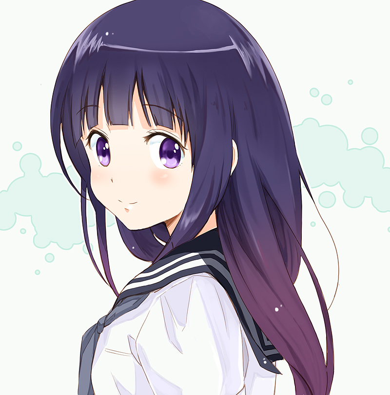 Safebooru - black hair blush bust chitanda eru face gradient hair ...