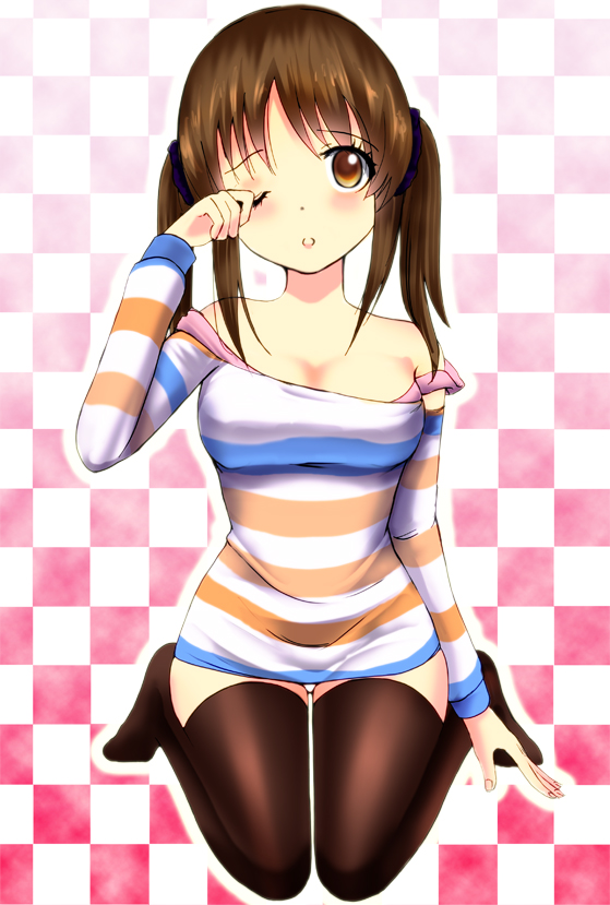 Safebooru - black legwear breasts brown eyes brown hair gorua (youce01) idolmaster idolmaster ...