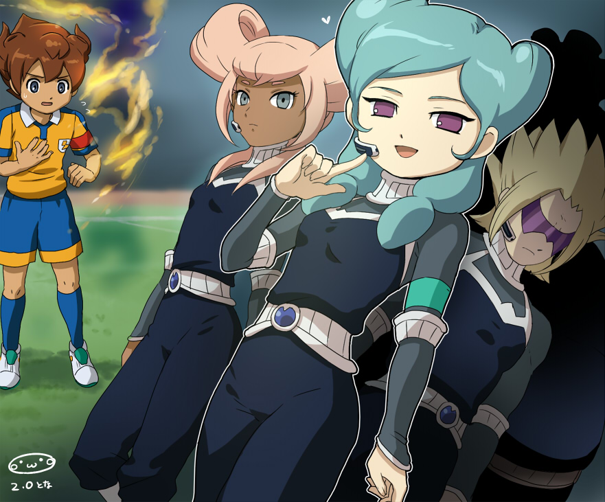 Safebooru - 2girls beta (inazuma eleven) blue eyes brown hair dorimu ...