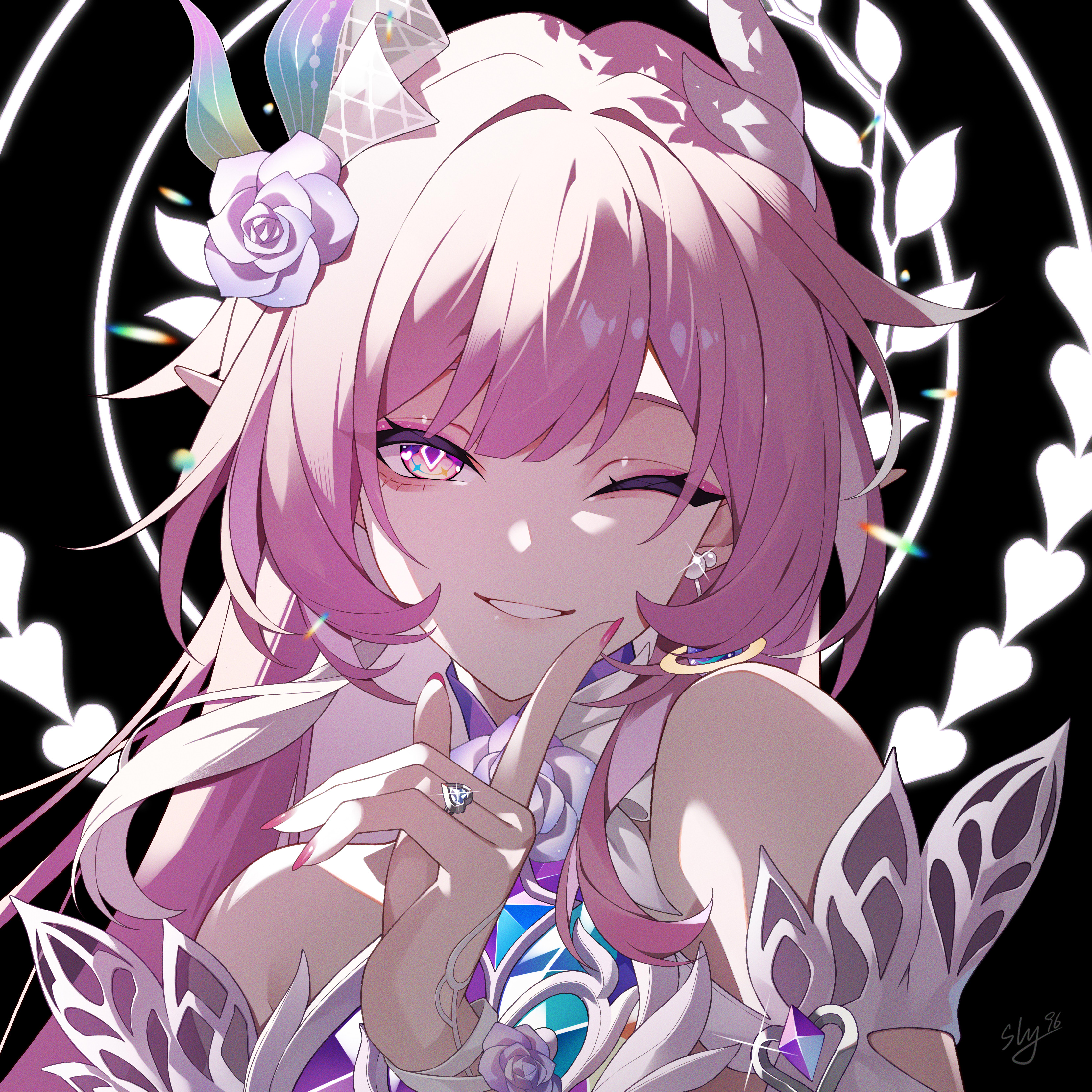Safebooru - 1girl ;) absurdres animal ears bare shoulders black ...