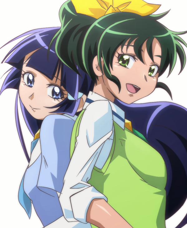 Safebooru - aoki reika blue eyes blue hair bust green eyes green hair hair ornament hair ribbon ...