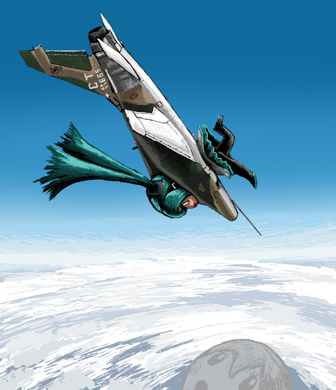 Safebooru - airplane aqua hair f-100 flying hatsune miku jet pleated ...