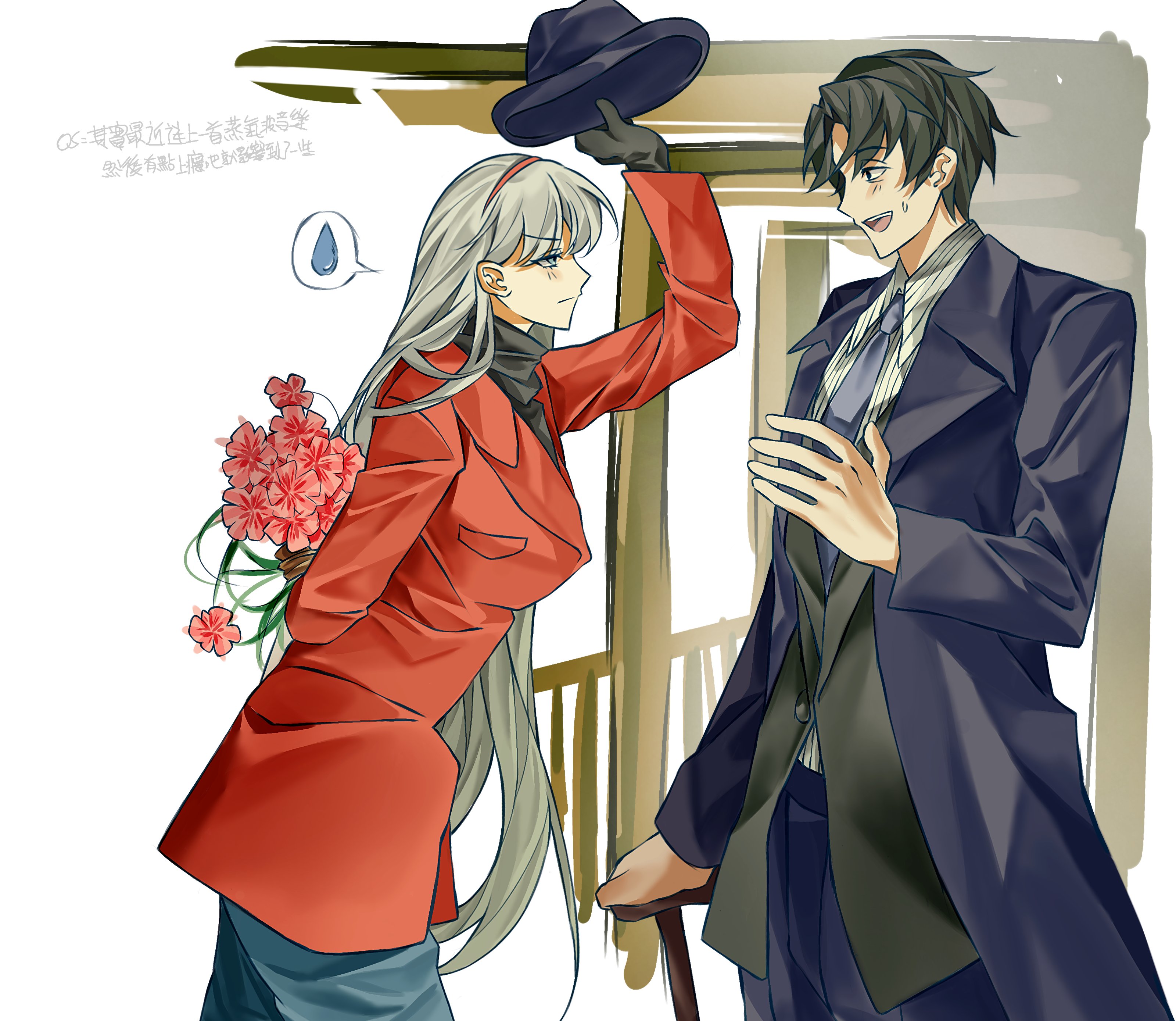 Safebooru - 1boy 1girl absurdres angelica (project moon) black coat ...