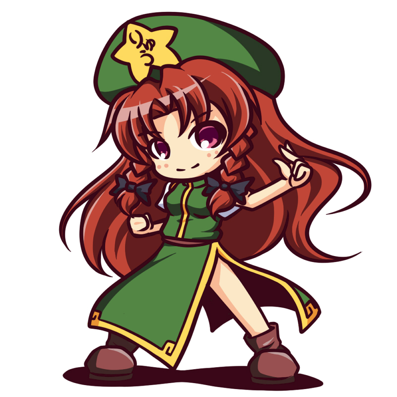 Safebooru - braid chibi hat hong meiling kou512a long hair pink eyes ...