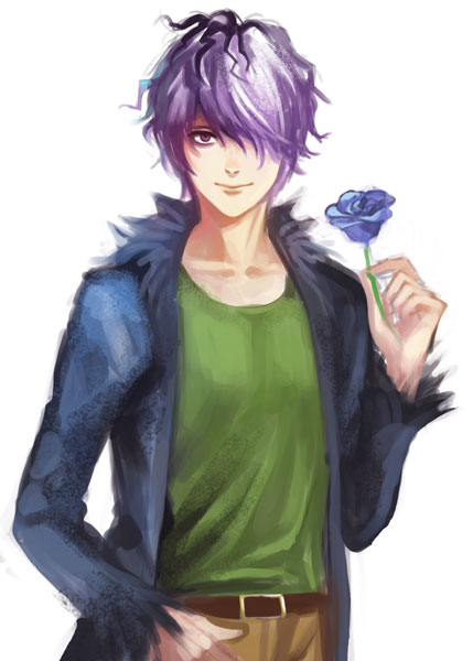 Safebooru - blue rose flower garry (ib) gary (ib) hair over one eye ib ...