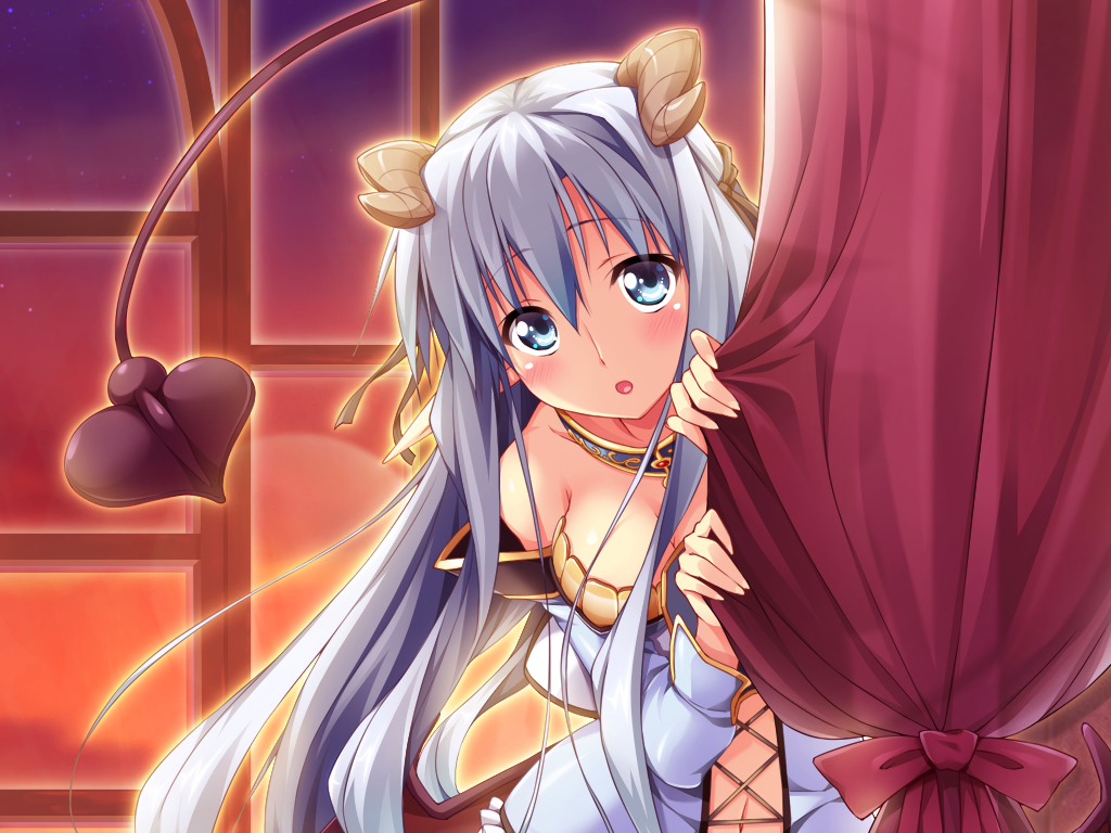 Safebooru - archbishop blue eyes blush grey hair horns long hair ragnarok online sunset tail ...