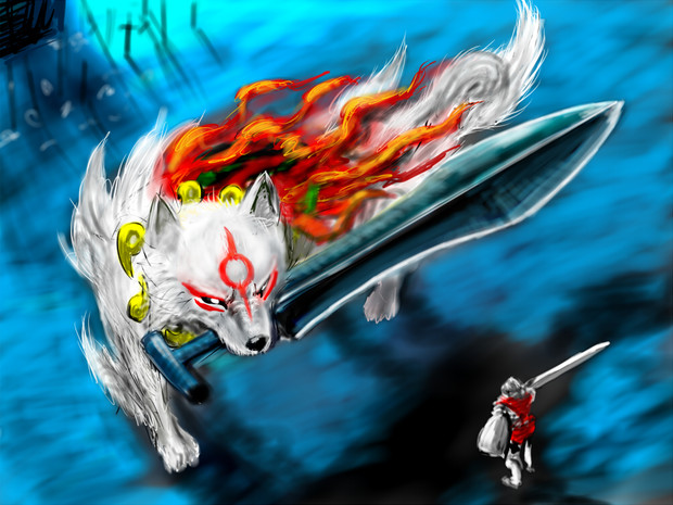 Safebooru - amaterasu dark souls fire great grey wolf sif magatama ...
