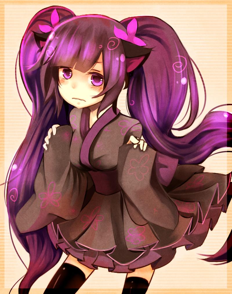 Safebooru - animal ears at2. bangs blunt bangs blush enderman frills ...