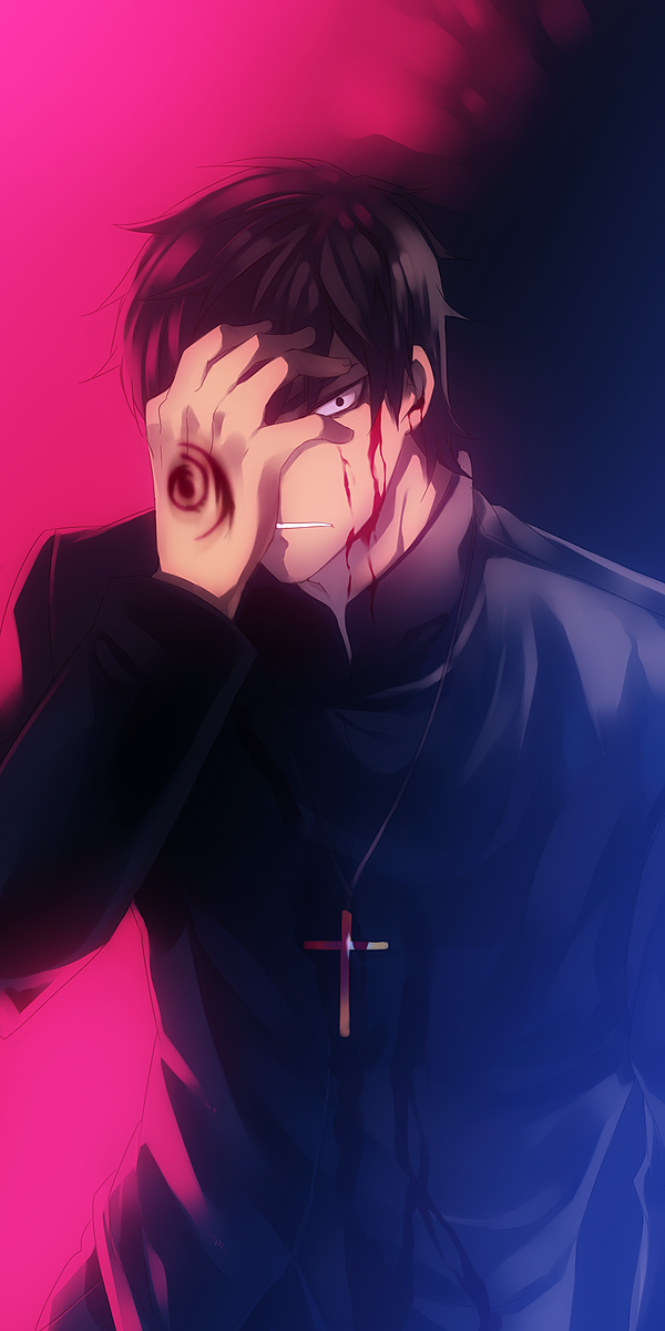 Safebooru - 1boy blood blood on face command spell cross cross necklace ...