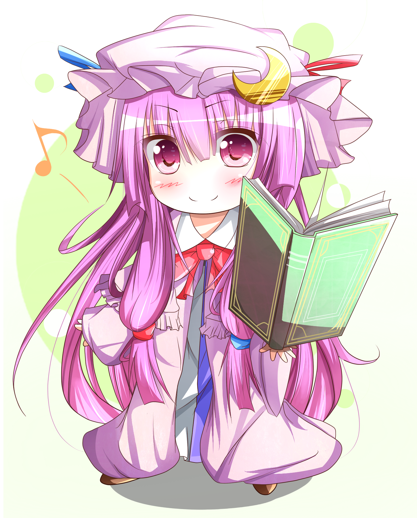 Safebooru - blush book capelet crescent ehimedaisuki hat highres long ...