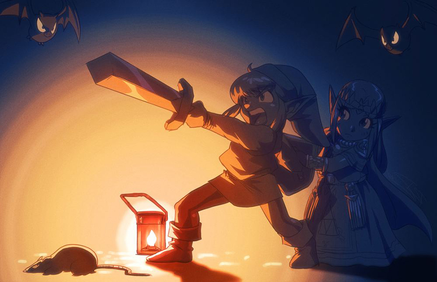 Safebooru - 1girl a link to the past animal bat candlelight cape dark ...