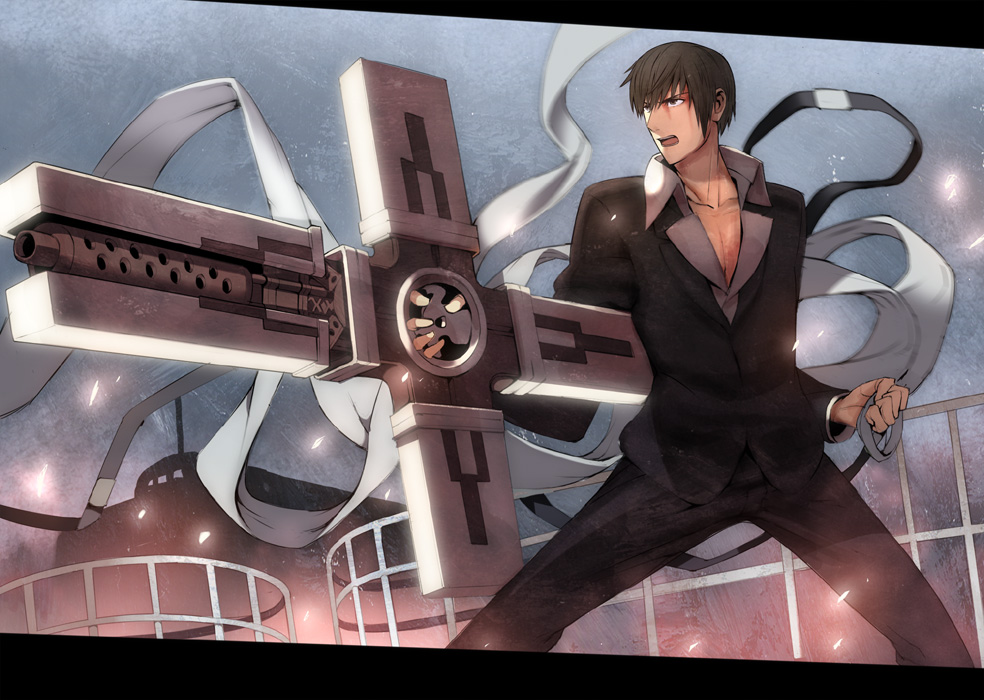 Safebooru - 1boy cross gun kaiseki nicholas d wolfwood trigun weapon ...