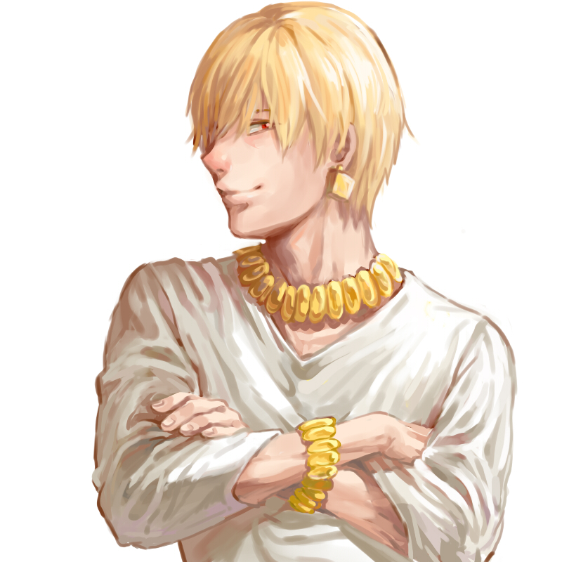 Safebooru - blonde hair bracelet casual crossed arms earrings fate/zero ...