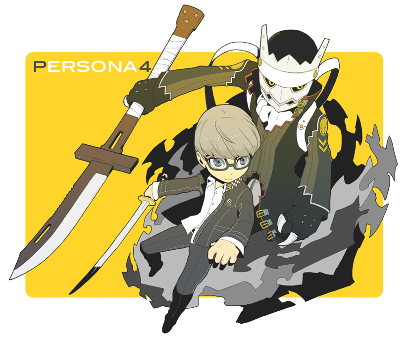 Safebooru - chibi chiyomaru fighting stance gakuran glasses grey eyes ...