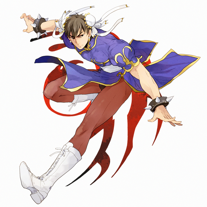 Safebooru - boots bracelet brown eyes brown hair bun cover chinese ...