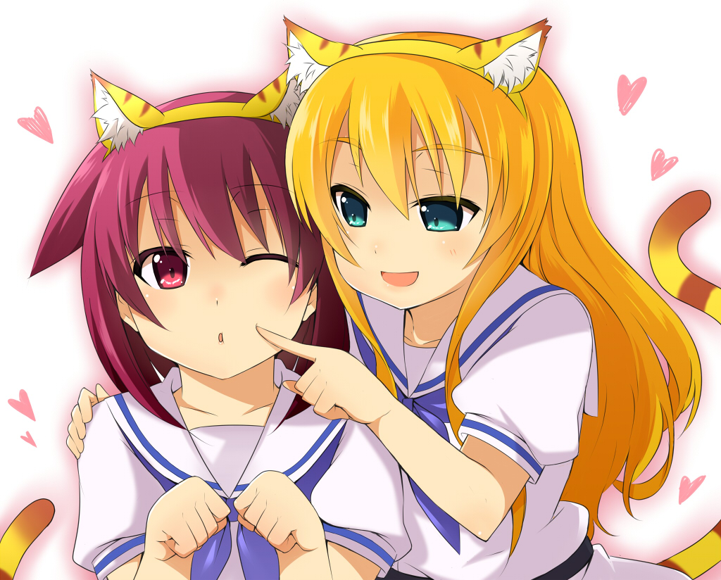 Safebooru - animal ears aqua eyes blonde hair heart miyanaga teru ...