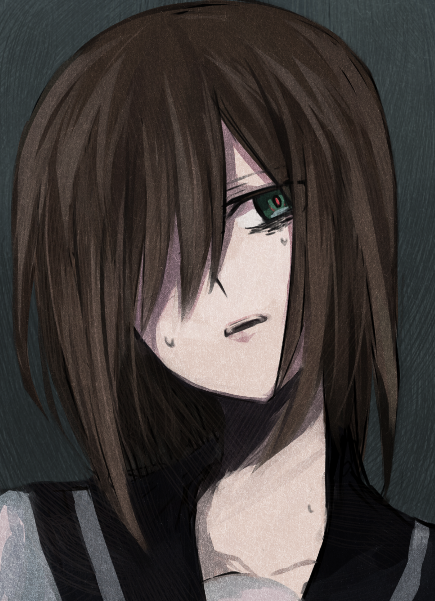 Safebooru - black hair bust green eyes hair over one eye onjouji toki ...