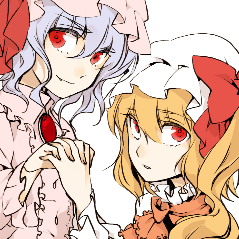 Safebooru - bad id blonde hair flandre scarlet hat multiple girls red ...
