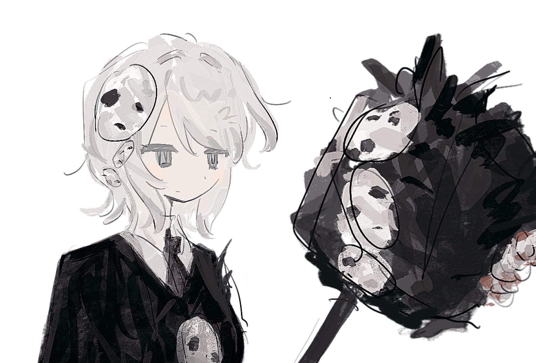 Safebooru - 1girl black jacket black necktie blue eyes closed mouth collared shirt e.g.o ...