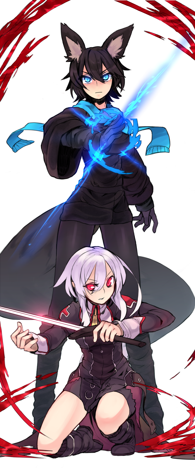 Safebooru - animal ears baal (shiomachi) black hair blue eyes boots character request fox ears ...