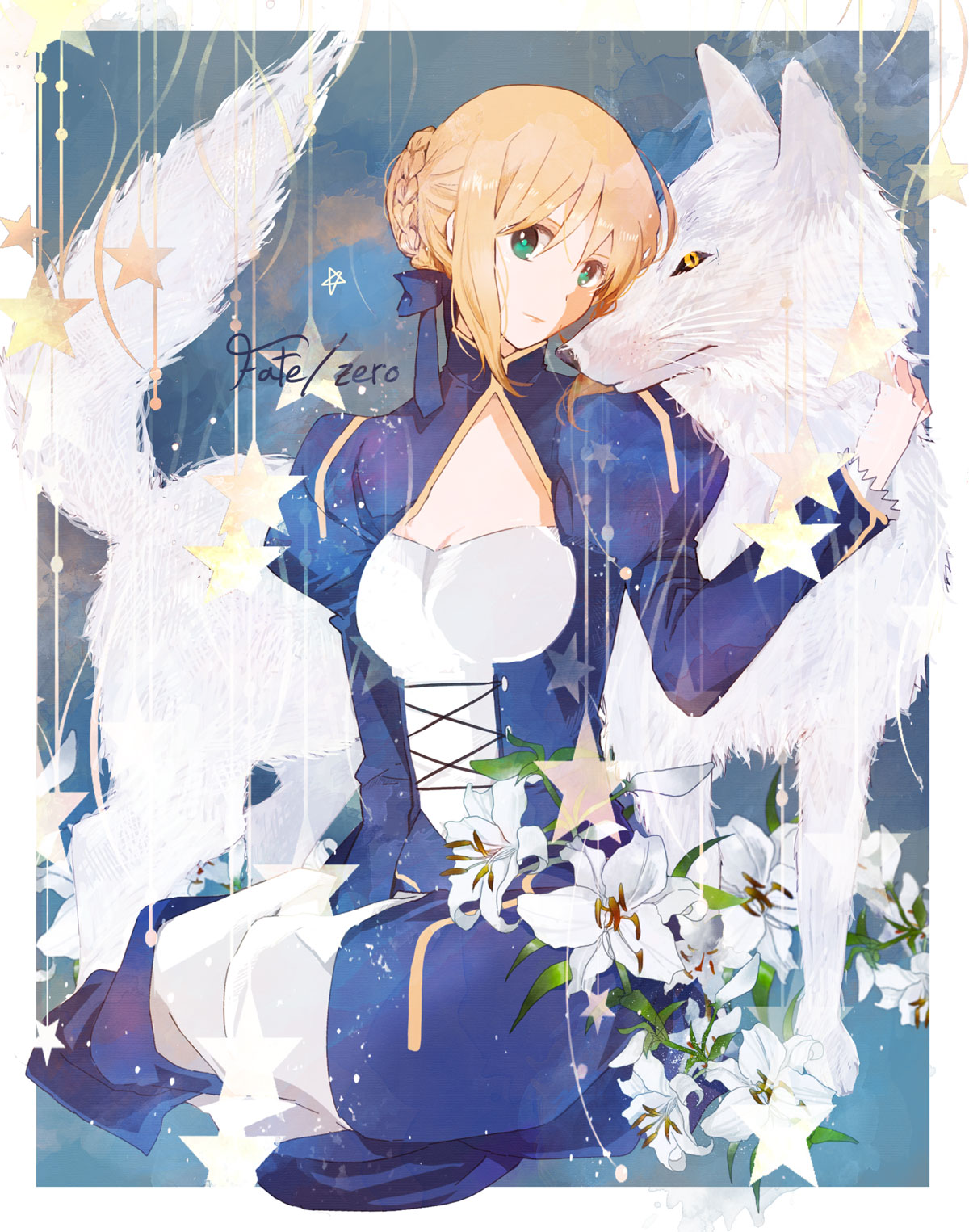 Safebooru - ahoge blonde hair dress fate/zero fate (series) flower ...