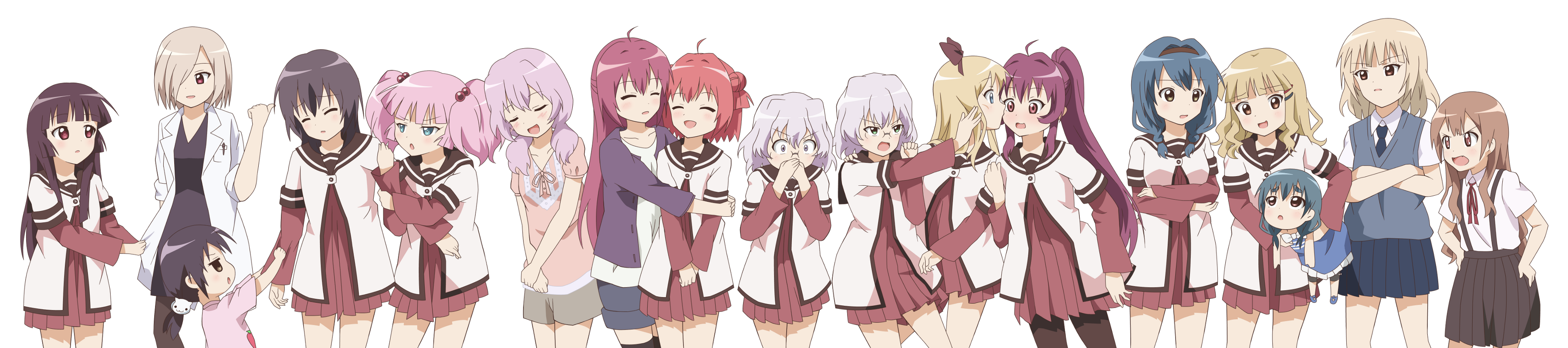 Safebooru - 17girls :d ^ ^ absurdres age difference ahoge akaza akane akaza akari arm hug black ...