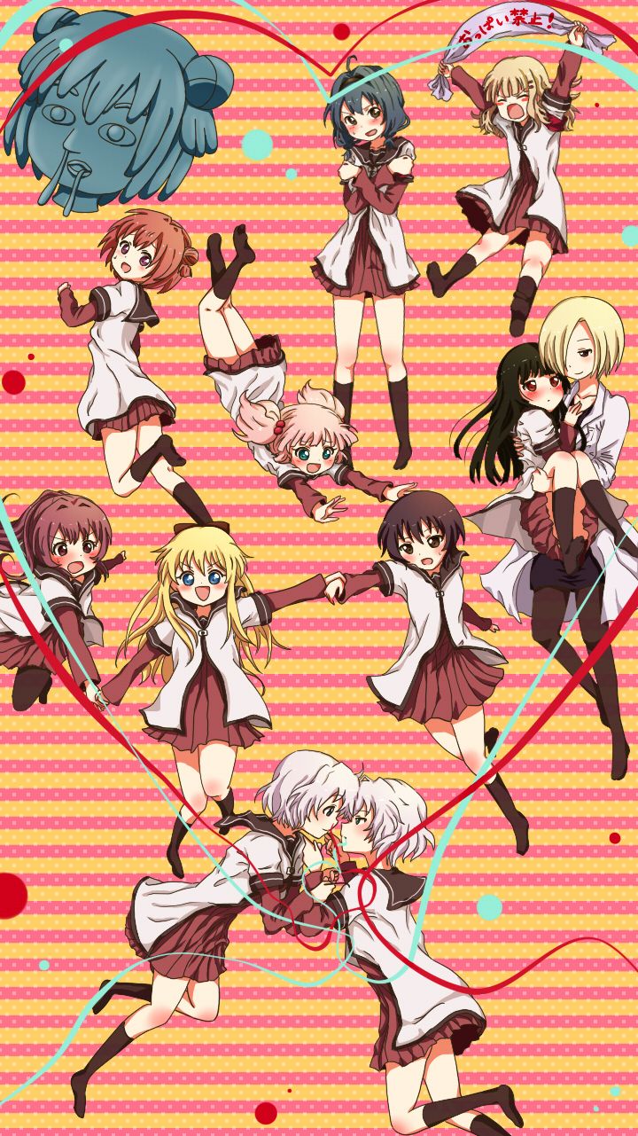 Safebooru - akaza akari black hair blonde hair blue eyes blue hair blush brown eyes carrying ...