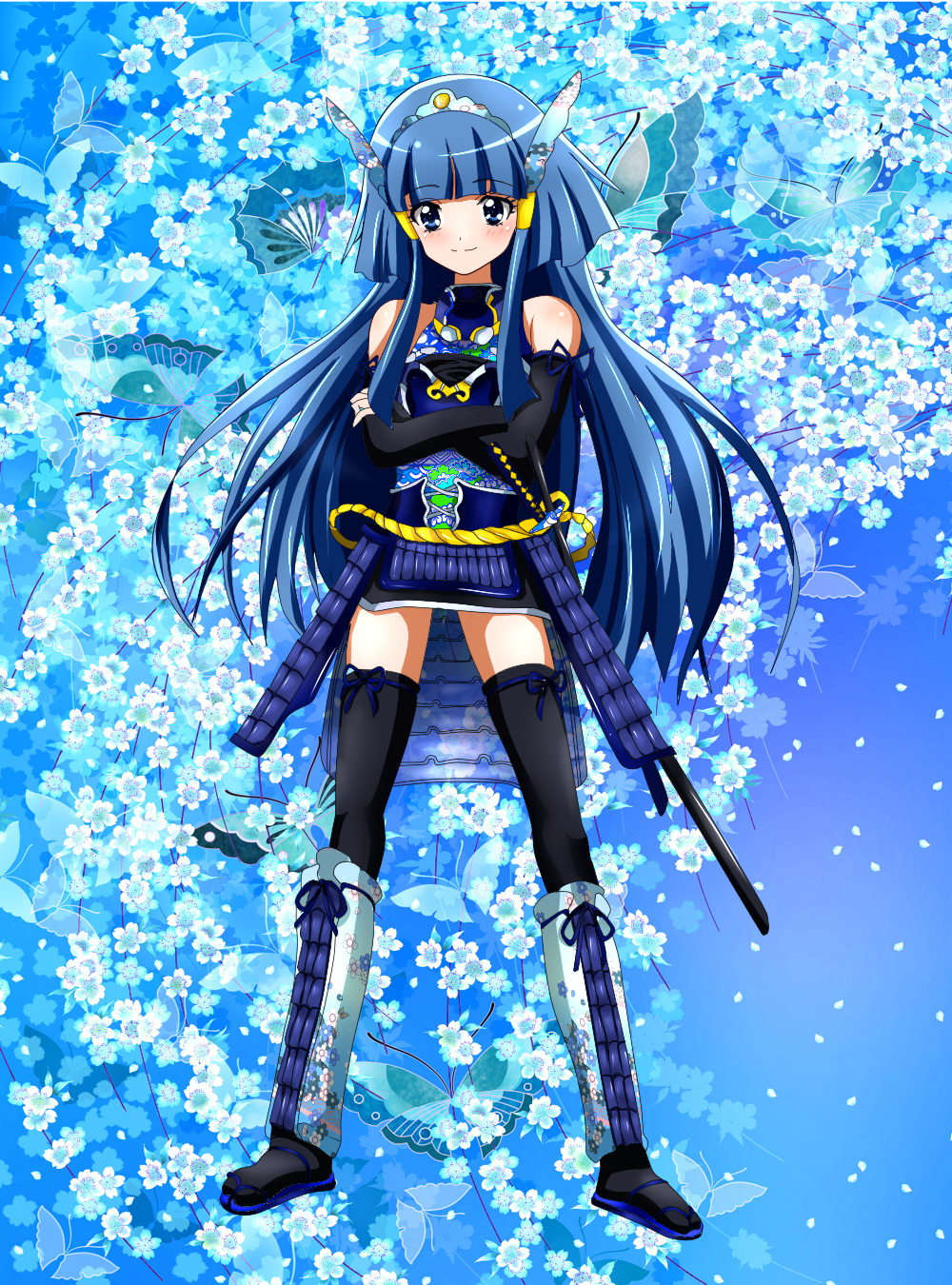 Safebooru - alternate costume aoki reika bare shoulders black legwear blue eyes blue hair ...