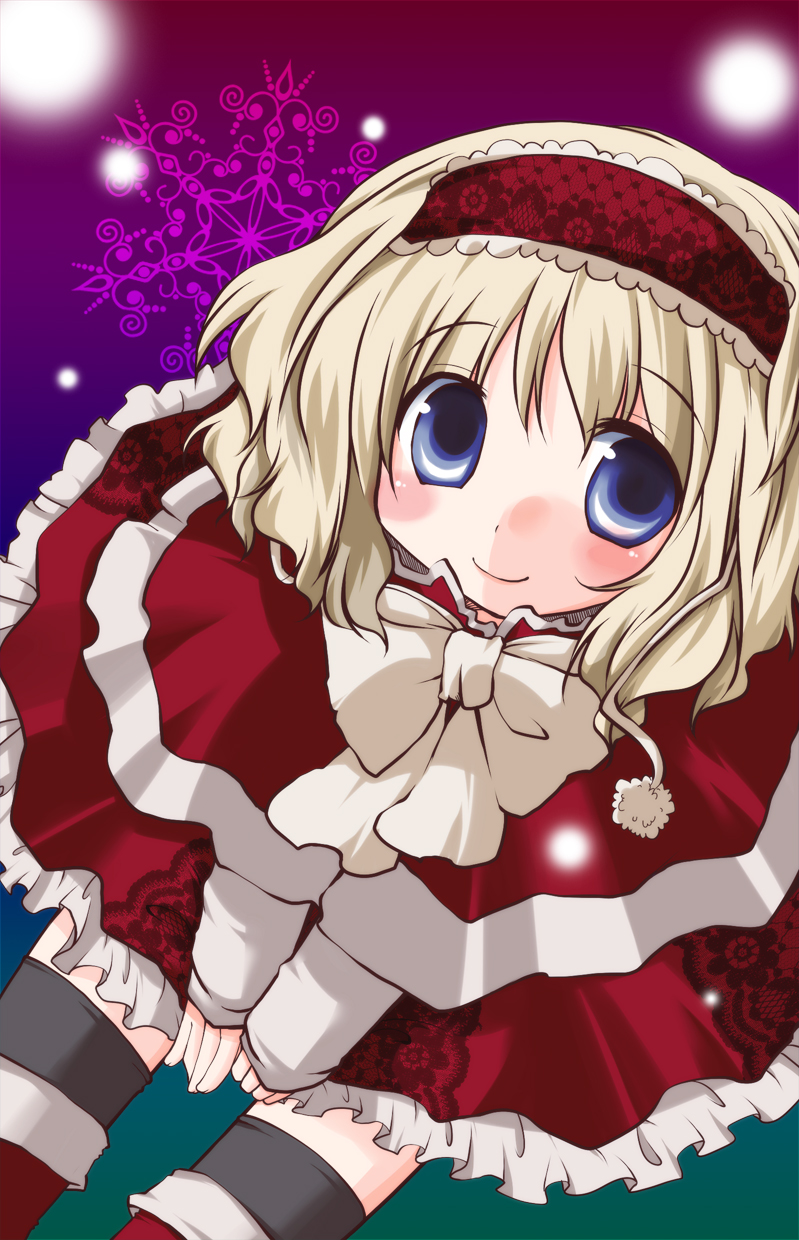 Safebooru - 1girl alice margatroid blonde hair blue eyes bow christmas dress futami yayoi ...